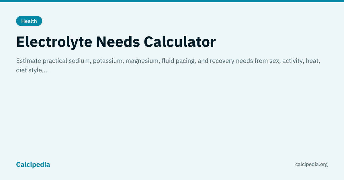 Electrolyte Needs Calculator | Calcipedia