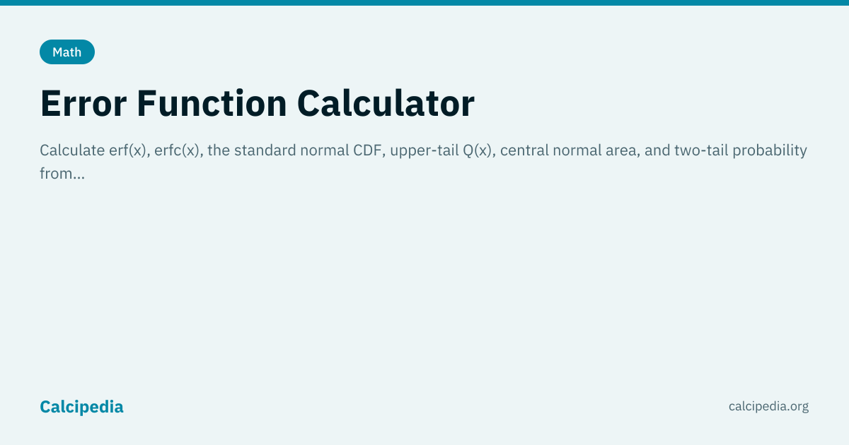 Error Function Calculator | Calcipedia