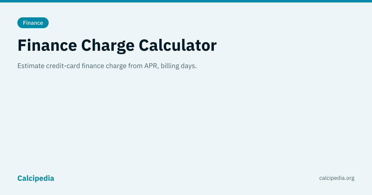Finance Charge Calculator | Calcipedia