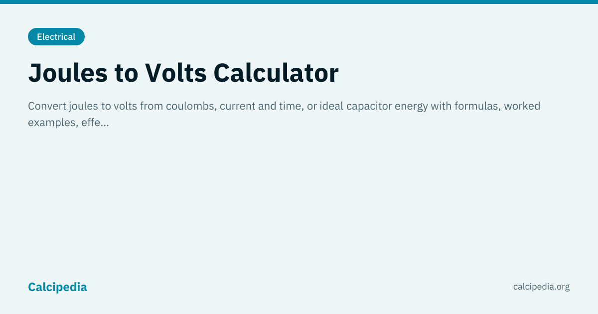 Joules to Volts Calculator | Calcipedia