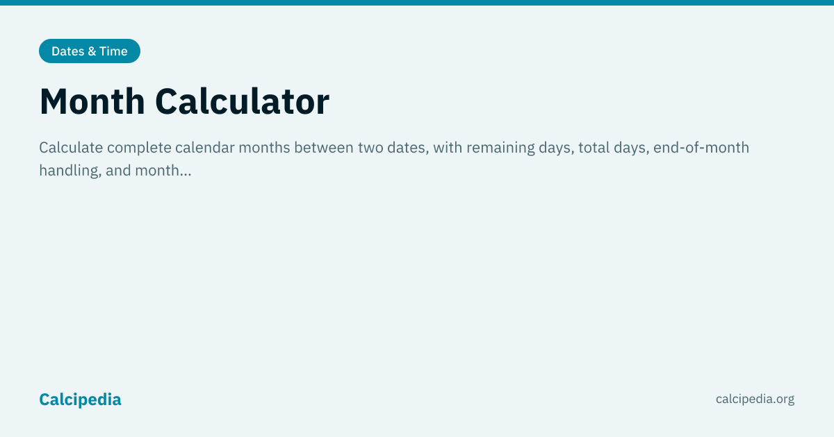 Month Calculator | Calcipedia